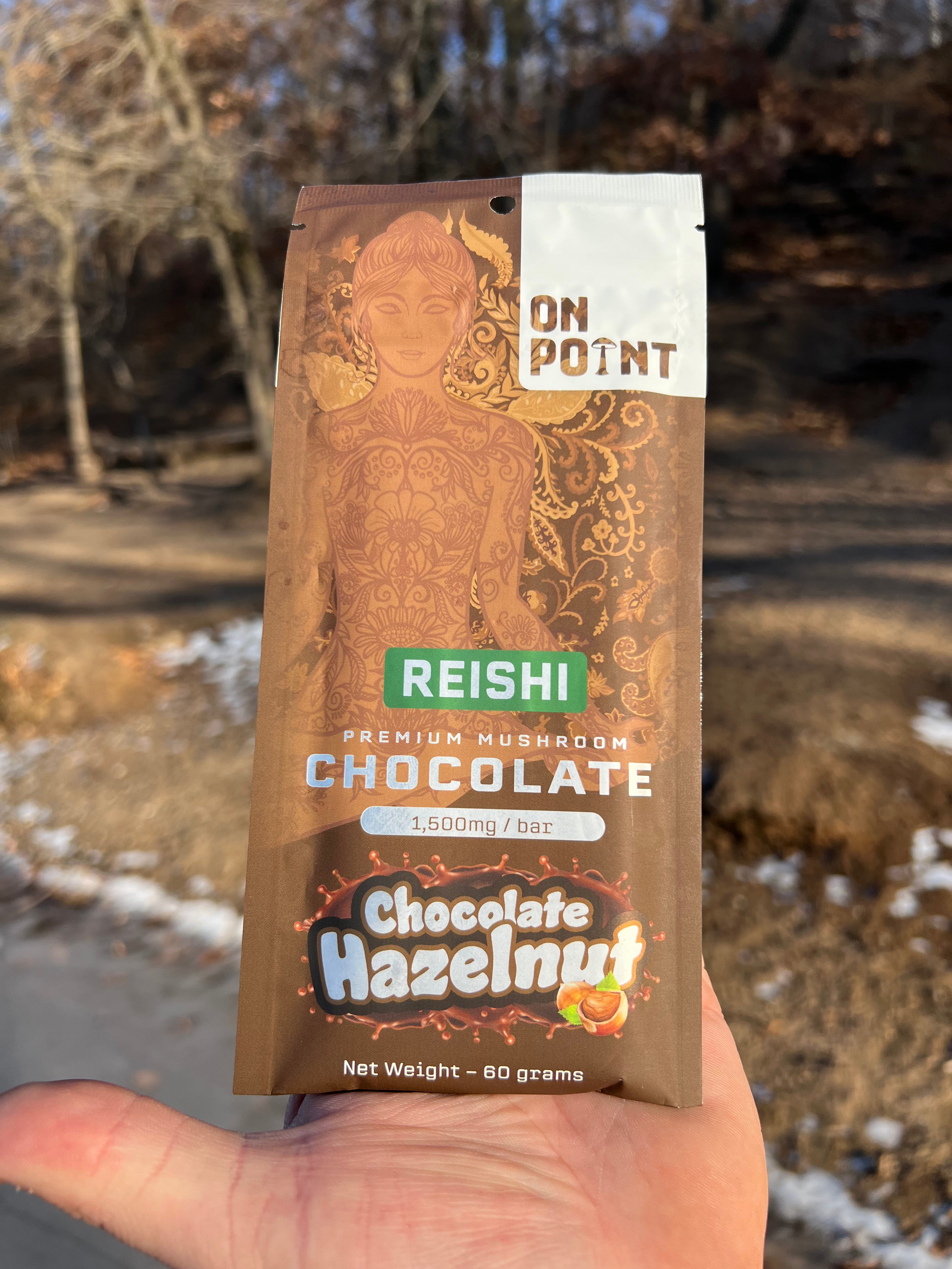 ON POINT Reishi Hazelnut Anti-Anxiety Chocolate Bar – On Point